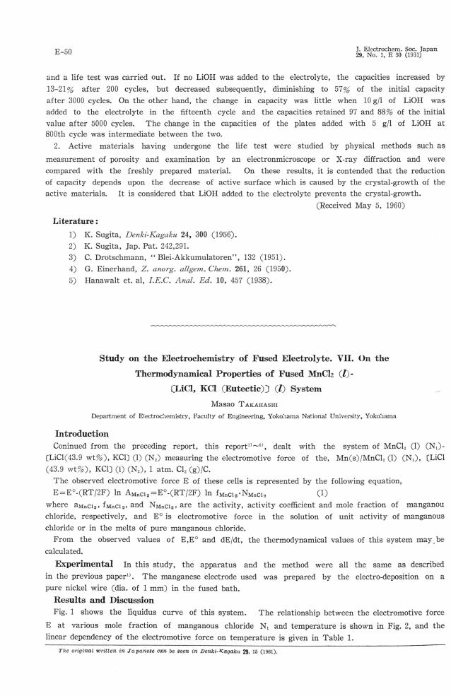 Study on the Electrochemistry of Fused Electrolyte. VII. On the ...